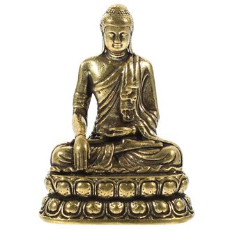 Amosfun Messing Buddha Statue - Vintage Sakyamuni Tischdeko F&uuml;r Wohnzimmer Und B&uuml;ro Handgefertigte Zen-Figur Als Geschenk F&uuml;r Freunde Und Familie