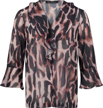 Betty Barclay Damen Chiffonbluse mit Print 48, Dark Blue/Ros&eacute;