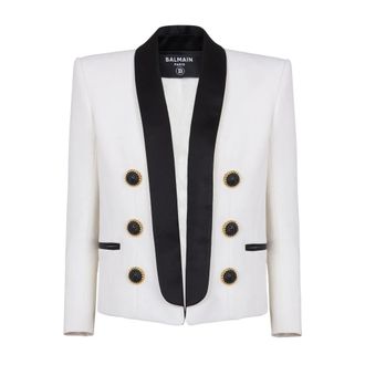 Balmain Kurze Jacke mit Kn&ouml;pfen - - Jackets - Damen - Wei&szlig; - S