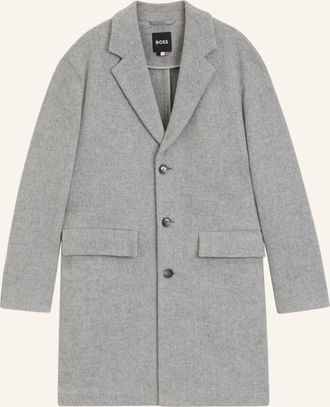 HUGO BOSS Klassischer Mantel C-Cale-Flaps-254 Relaxed Fit grau