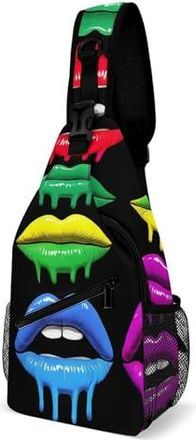 Generic Durable Sacoche Porté épaule Lgbt Gay Homosexuel Lesbienne Rainbow Lèvres Fierté Sac à Bandoulière Antivol,Multifonction Sac à Dos De Voyage pour Rand