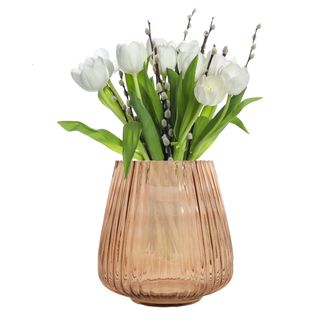 Point-Virgule Vase, deko Wohnzimmer, blumenvasen aus Glas, wundersch&ouml;n, Mokka, 17.7x18cm