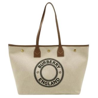 Burberry Pre-owned Leder Canvas Tote Bag - - Pre-owned - Damen - Beige - ONE SIZE