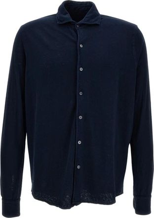 Original Vintage Homme, Chemises, Bleu, Taille: L Haut &agrave; manches longues en coton et lin