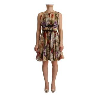 Dolce & Gabbana Femme, Robes, Multicolore, Taille: 44 FR Robe Mini en Soie Imprim&eacute;e Florale