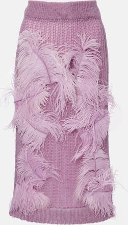 The Attico Jupe midi à plumes