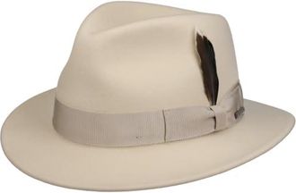 Stetson Chapeau en Laine Bradner Traveller Homme - de Feutre Outdoor avec Ruban Gros Grain Automne-Hiver Hiver - S (54-55 cm) Blanc Creme