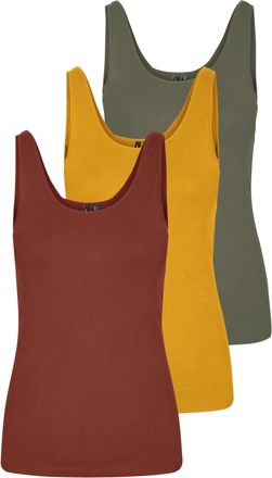 Vero Moda Damen VMMAXI My Soft UU Tank TOP GA 3PACK, Burnt Henna/Golden Yellow/Dusty Olive, XXL