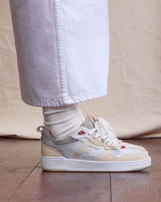 Faguo Baskets cr&egrave;me et rouge cuir