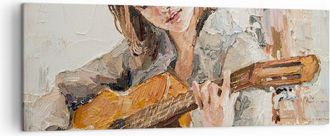 Arttor Panorama Bilder auf Leinwand Gitarre Musik M&auml;dchen Leinwandbild 140x50cm Wandbilder Dekoration Wohnzimmer Schlafzimmer K&uuml;che Gro&szlig; XXL Wanddeko Bild Wa