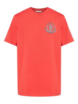 Moncler t-shirt en coton à logo imprimé - Rouge