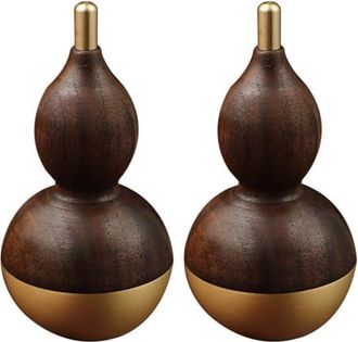 BESPORTBLE WU Lou Feng Shui Lot de 2 Sculptures en Laiton et Bois de Noyer Porte- Chinois, Porte-, amulette de Bureau, Ornement de Pendaison de cr&eacute;maill&egrave;re, Anni