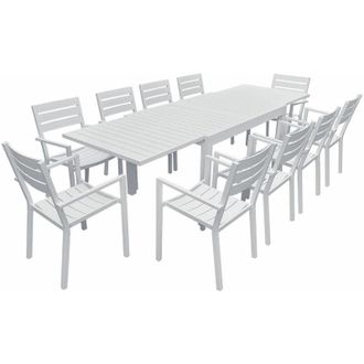 Happy Garden Happy Garden - Salon de jardin venezia extensible 132/264 en aluminium blanc - 10 places