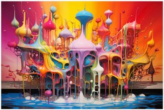 Wallario K&uuml;chenr&uuml;ckwand aus Glas 90 x 60 cm, Motiv: Farbenfroher Palast | Spritzschutz abwischbar & pflegeleicht