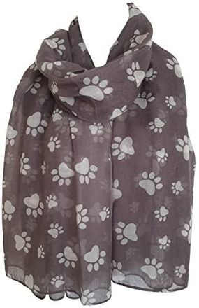 GlamLondon Foulard pour femme avec imprim&eacute; pattes de chat et chien, gris, L