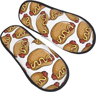Generic Dessin Anim&eacute; De Hot-Dog Femme Homme Slippers Confortable Chaussons Peluche Pantoufles Pour Hiver Maison Automne M