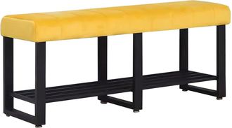 Generic 2-in-1-Schuhbank Aus Samt Mit Stauraum - Metallrahmen for Den Eingangsbereich Und Das Fußende des Bettes, Orange/Weiß/Blau/Gelb(Yellow,100 x 32 x 45 c