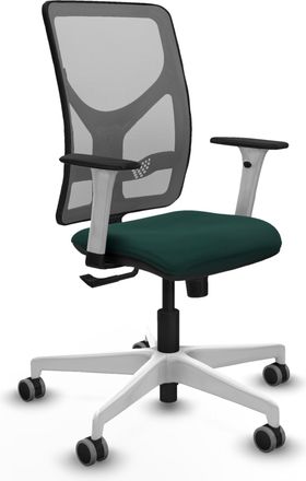 Piqueras y Crespo B&uuml;rostuhl, Gr&uuml;n mit wei&szlig;en und schwarzen Armlehnen, h&ouml;henverstellbare Lendenwirbelst&uuml;tze, ausgestattet mit 3 Positionen und Schneidschaum, Grau/Flasch