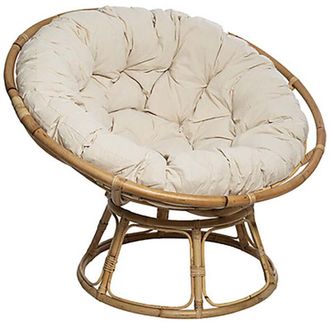 PEGANE Fauteuil chaise en rotin coloris beige pour terrasse jardin et salon - Longueur 113 x largeur 109 x Hauteur 80 cm