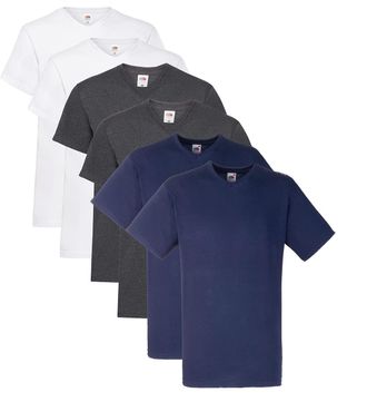 Fruit Of The Loom Herren- V-Neck T-Shirt M L XL XXL 3XL 4XL 5XL Farbsets, 2Weiss 2D.Heather 2Navy (6 Pack) + 1 HL Kauf Notizblock, 3XL (6er Pack)