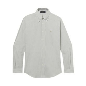 Brooks Brothers Homme, Chemises, Vert, Taille: S Chemise &agrave; Carreaux R&eacute;guli&egrave;re en Seersucker avec Col Boutonn&eacute;