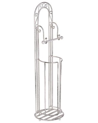 Beliani WC Papierhalter Metall wei&szlig; Antik Optik freistehend Retro Vintage Temuco