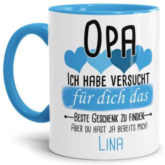 Tassendruck Geschenk Tasse mit Spruch PERSONALISIERT - Bestes Geschenk f&uuml;r Opa von Enkelkind - Kaffee-Tasse/Geschenkidee Geburtstag Vatertag/Vatertagsgeschenk - I