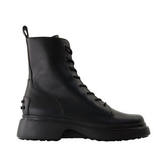 Tod's Schwarze Lederstiefeletten - Runde Zehen - - Shoes - Damen - Schwarzk - 38 EU