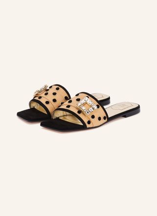 Roger Vivier Pantoletten Viv Mit Schmucksteinen beige