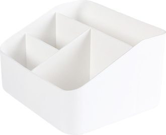 FOMIYES Mehrzweck Aufbewahrungsbox aus Keramik Wei&szlig; mit Mehreren F&auml;chern Make Up und B&uuml;roorganizer f&uuml;r Kosmetik Pinsel und Fernbedienungen Stabiler Tisch Fach