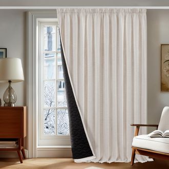 Deconovo Blickdichte Gardinen mit Kr&auml;uselband Vorhang Verdunkelung Verdunklungsvorh&auml;nge Leinenoptik Vorh&auml;nge Wohnzimmer Thermogardine f&uuml;r Schlafzimmer K&auml;ltesch