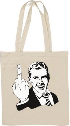 Generic Sac fourre-tout en coton naturel Meme Doigt dhonneur Blanc