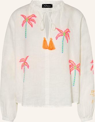 Grace Grace Blusenshirt Aus Leinen Mit Pailletten weiss
