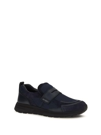 Prada Mens Sport Mesh Loafers Bleu