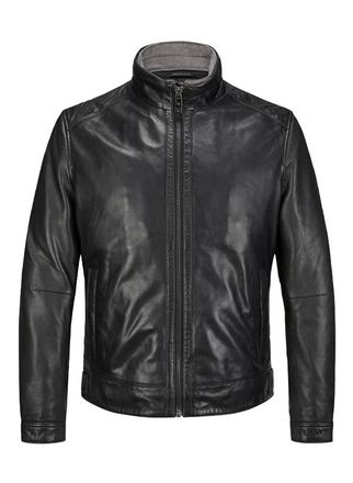 Milestone Herren Lederjacke schwarz Lammnappa