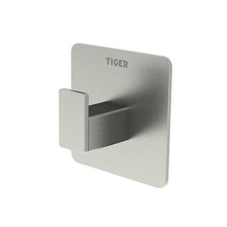 Tiger Hook Pull Square for Clothes and Towels, Adhesive Fixing, 2.2 x 4.5 x 4.5 cm, Brushed Stainless Steel
