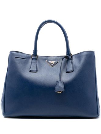 Prada grand sac port&eacute; &eacute;paule Galleria &agrave; double zip (2000-2025) - Bleu