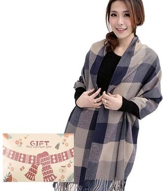 Heekpek Grande Taille Femme Homme Echarpe Hiver Chaud en Cachemire Imitation Carreaux Doux écharpe épais Pull Châle Mode écharpe Fraîche Cadeau Unisexe Cadeau