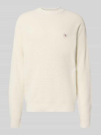 Calvin Klein Jeans Strickpullover mit Strukturmuster und Rundhalsausschnitt