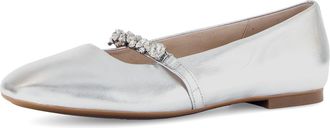 Gabor Damen Klassische Ballerinas, Frauen Flats,Ballerinen,Pumps,Halbschuhe,Sommerschuhe,Slipper,Ballett-Schuhe,Silber (Kristall),40.5 EU / 7 UK
