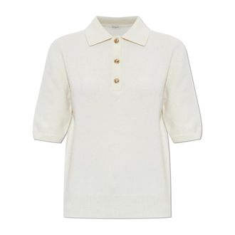 Balmain Woll-Poloshirt mit kurzen &Auml;rmeln - - Knitwear - Damen - Beige - XS