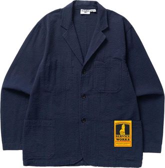 Service Works Homme, Vestes, Bleu, Taille: XL Seersucker Server Suit Jacket