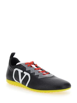 Valentino Garavani Mens Black Sneakers With Vlogo Detail Polyurethane; Cotton Trainers