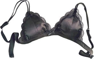 Generic Soutien-gorge 2026 pour femme - String en soie - Culotte en satin - Sous-v&ecirc;tements brillants, Noir, M