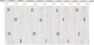 Elbersdrucke Bistrogardine Quadro 07, Scheibengardine 48x140cm, halbtransparent, Wei&szlig;-grau