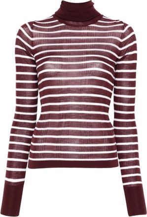 Alysi Femme, Pulls, Multicolore, Taille: 38 FR Haut &agrave; col montant ray&eacute;