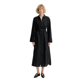 Marc O'Polo Femme, Robes, Noir, Taille: 38 FR Robe chemise ample en lin avec ceinture