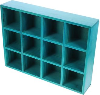 DOITOOL Mediterranes Wandregal F&auml;cher aus Holz Vintage Wandhalter f&uuml;r Figuren und Dekoration Vielseitiges Aufbewahrungs Displayregal Wandmontierbar oder Freis