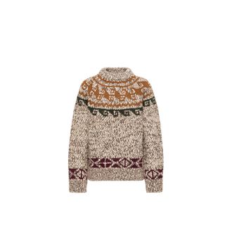 Moncler Moncler Geometric Jacquard Wool & Alpaca Blend Jumper, Men, Gray, Size: Xl