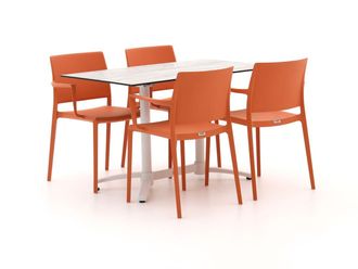 Forza Furniture Forza Sile/Canzo 120 cm Gartenm&ouml;bel-Set 5-teilig stapelbar klappbar